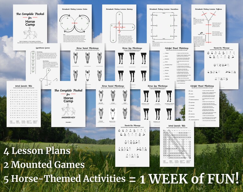 The Complete Horse Camp Lessons & Activities Packet - Vol. II - Etsy