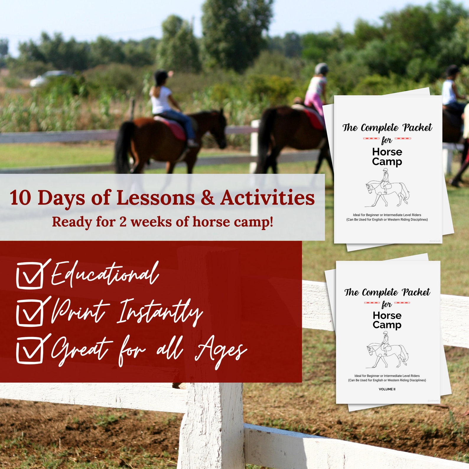 DOUBLE BUNDLE Horse Camp Lessons and Activities Packet | Horseback ...