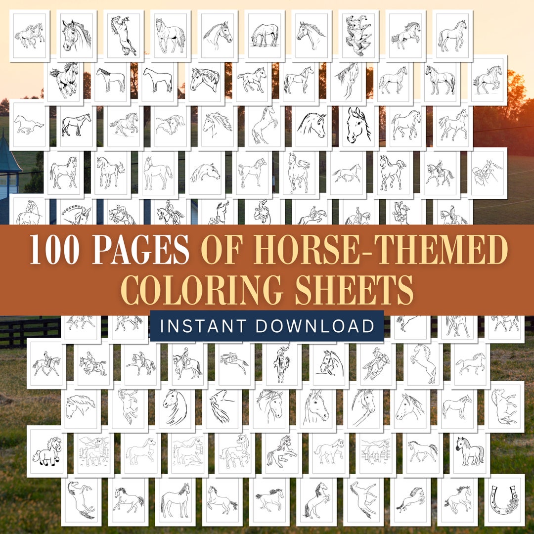 100 Horse Coloring Pages | Horses Coloring Book for Kids | Horse Camp ...
