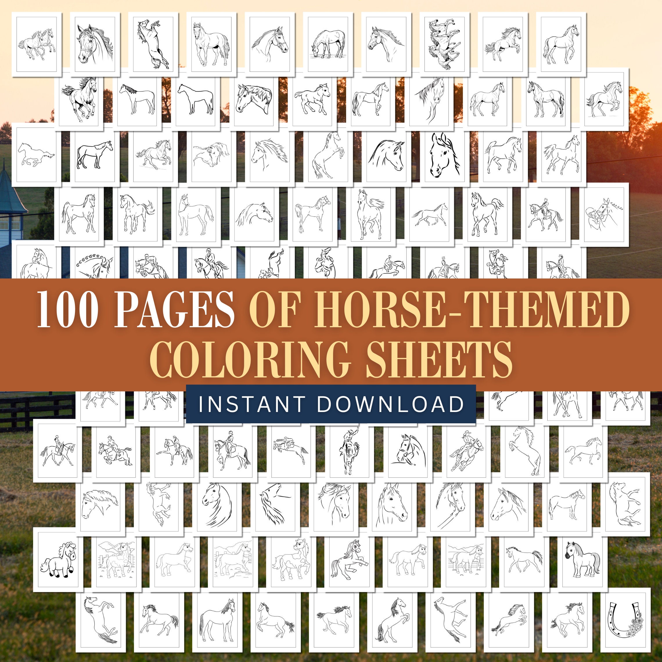 100 Horse Coloring Pages | Horses Coloring Book for Kids | Horse Camp ...