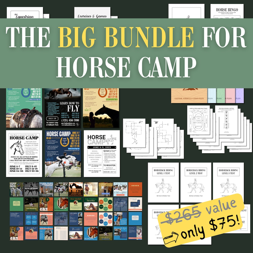 BIG Horse Camp Bundle: Activities, Games, Lesson Plans, Social Media ...