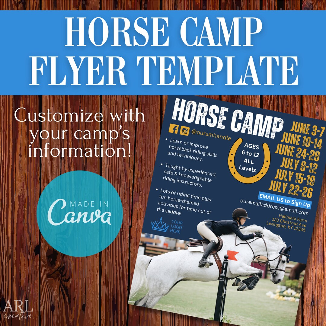 Horse Camp Flyer Template | Canva Flyer Template | Summer Camp Flyer ...