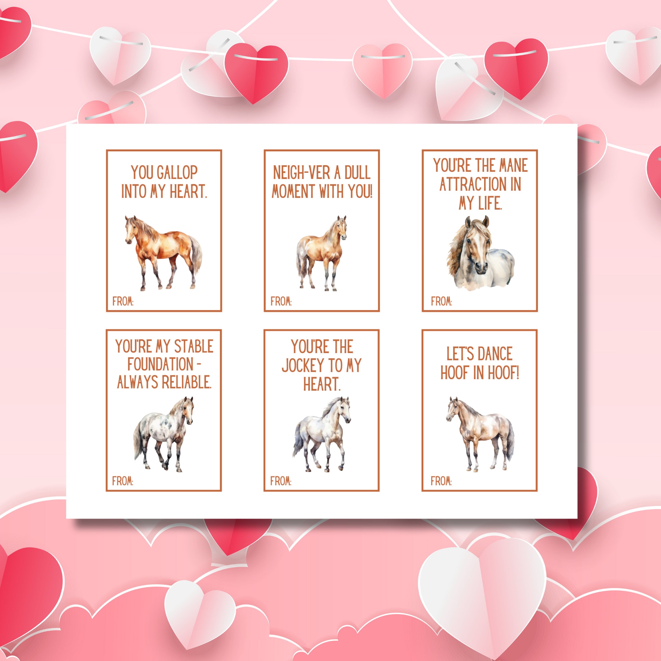 Horsey Valentine's Day Printable | Horse Girl Valentine Card | Kid's ...