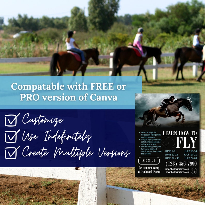 Horse Camp Canva Flyer Templates | Summer Camp Ad | Equestrian ...
