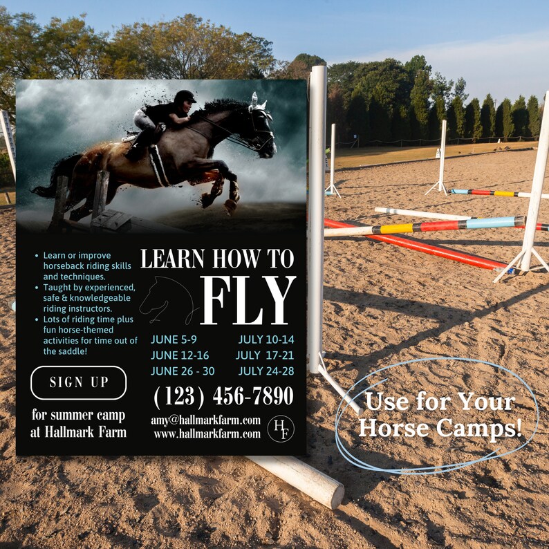 Horse Camp Canva Flyer Templates | Summer Camp Ad | Equestrian ...