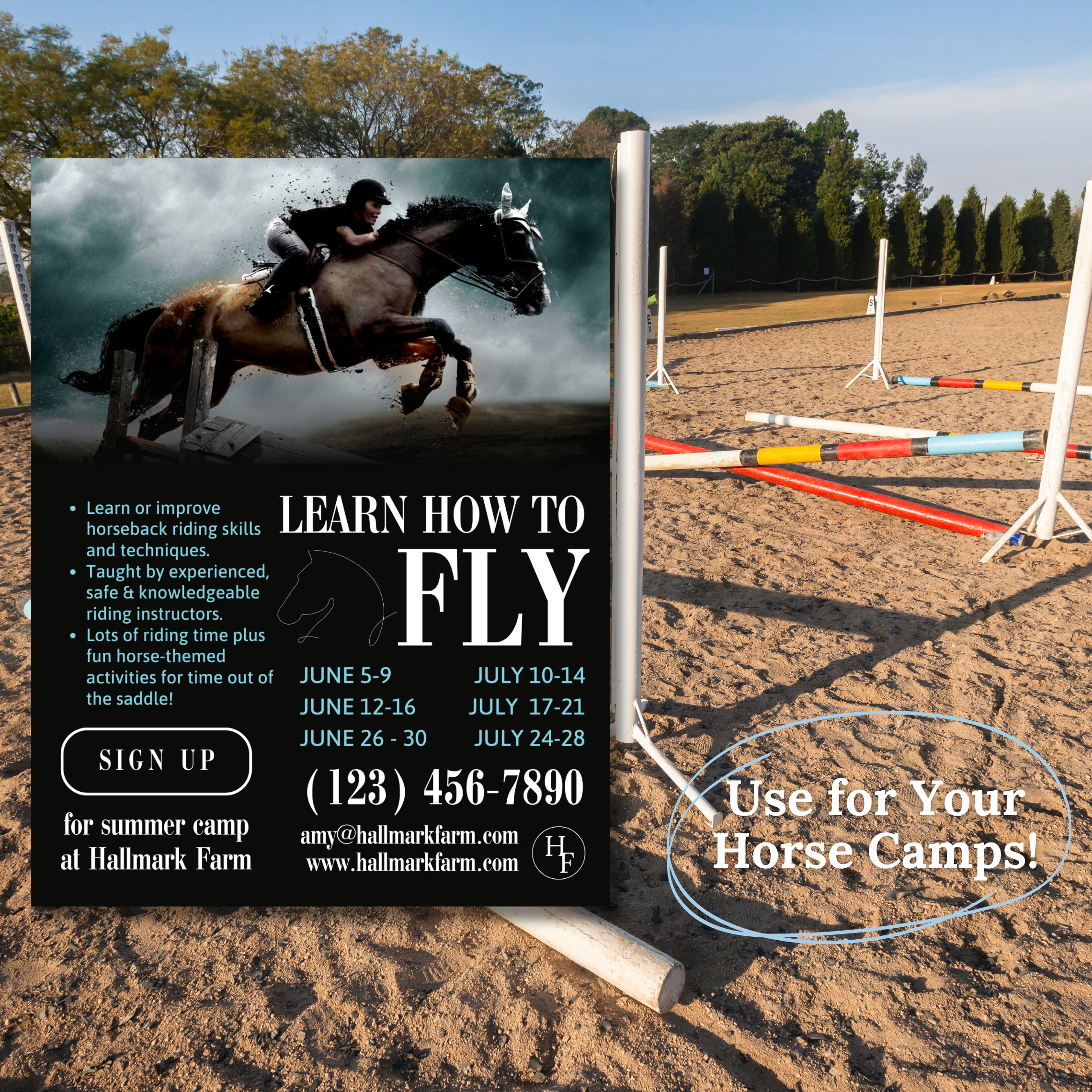 Horse Camp Canva Flyer Templates | Summer Camp Ad | Equestrian ...