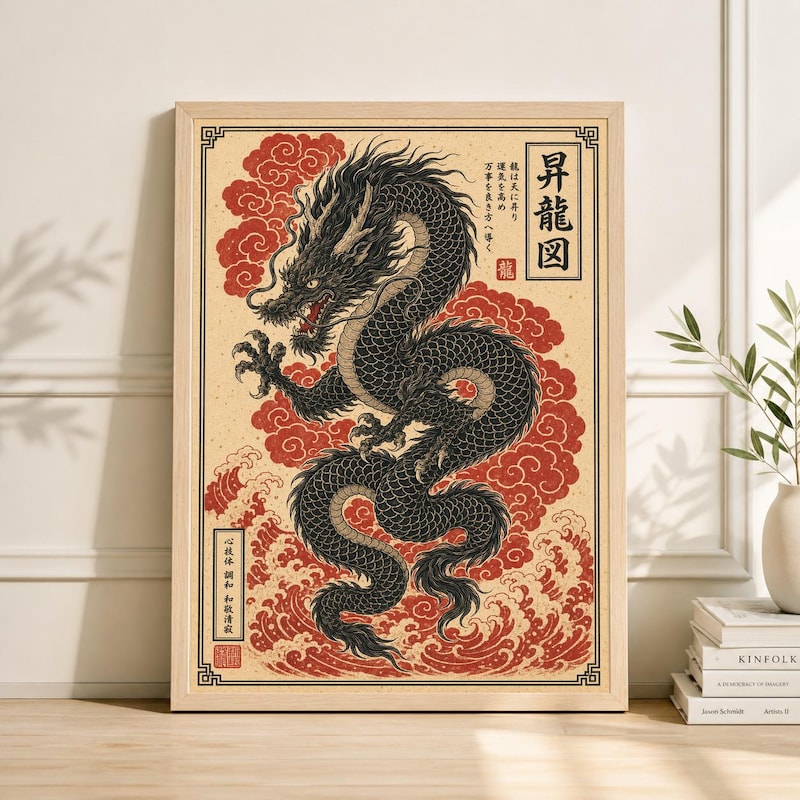 Japanese Dragon Poster - Etsy