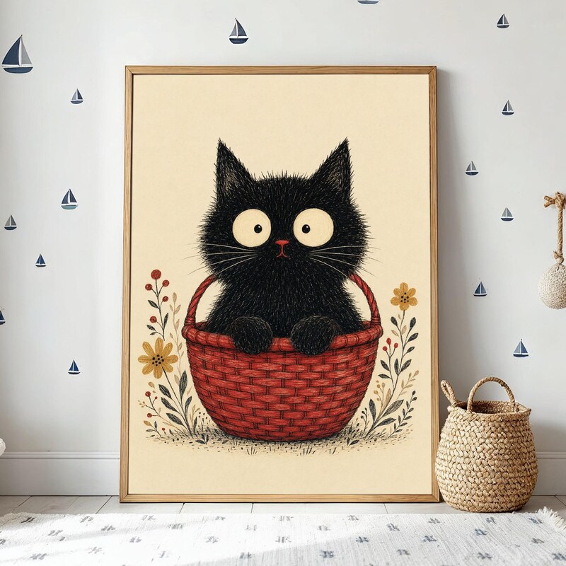 Cartoon Cat Poster - Etsy