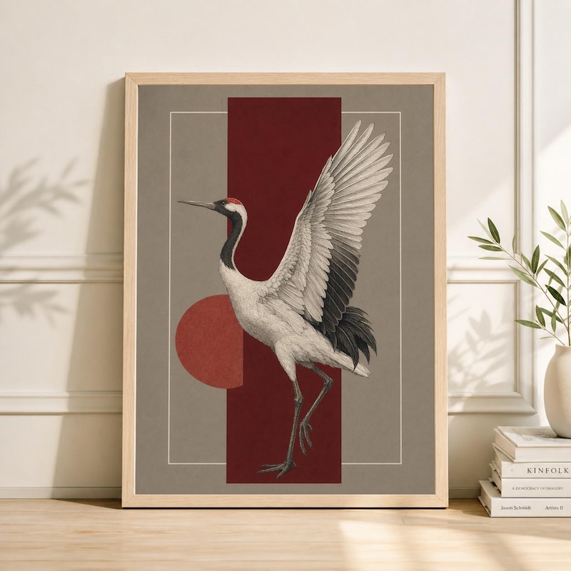 Japanese Crane Art Poster - Etsy