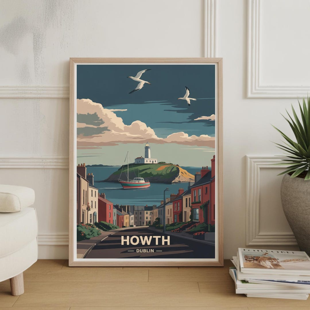 Vintage Howth Ireland Travel Poster: Dublin Coastal Art Print - Etsy