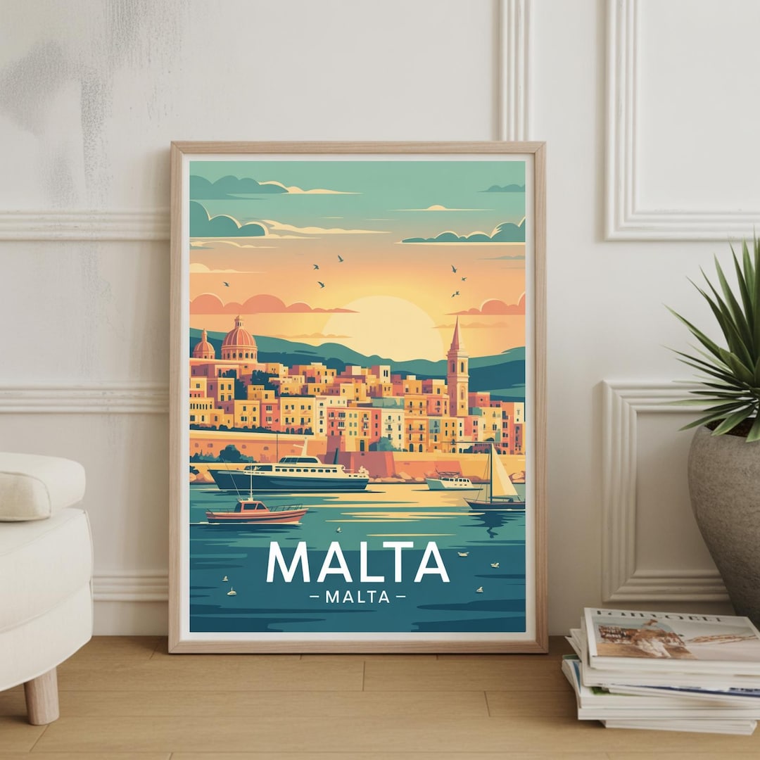 Vintage Malta Travel Poster: Mediterranean Wall Art - Etsy