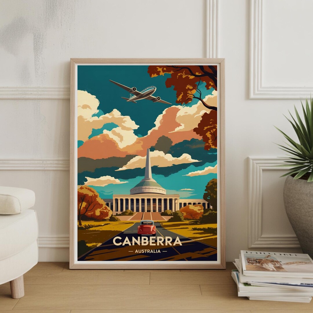 Canberra Travel Poster - Australia Cityscape Art, Scenic Wall Art, Home ...