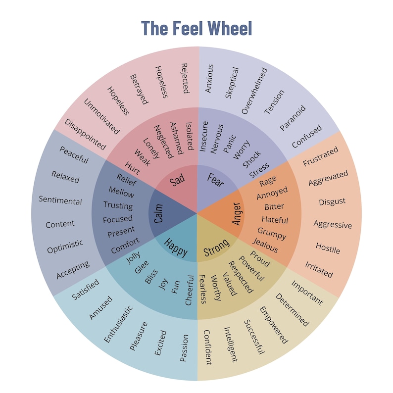 Feelings Wheel Printable Poster Emotions Wheel Print Wheel - Etsy