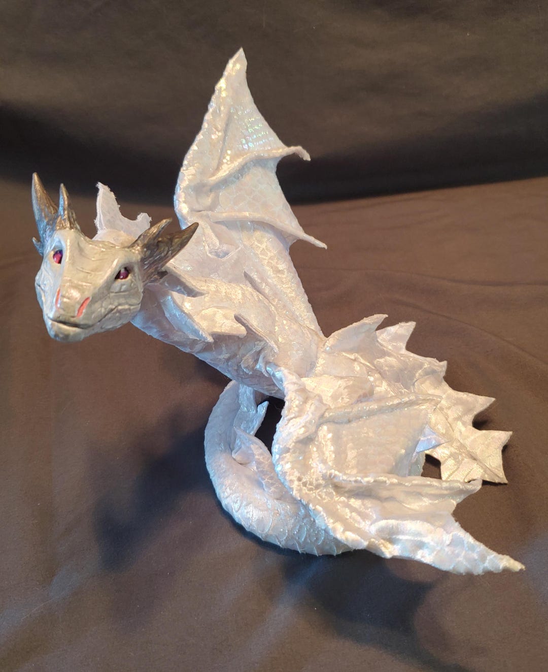 White Iridescent Posable Bendy Dragon | Fantasy Creature | Art Doll ...