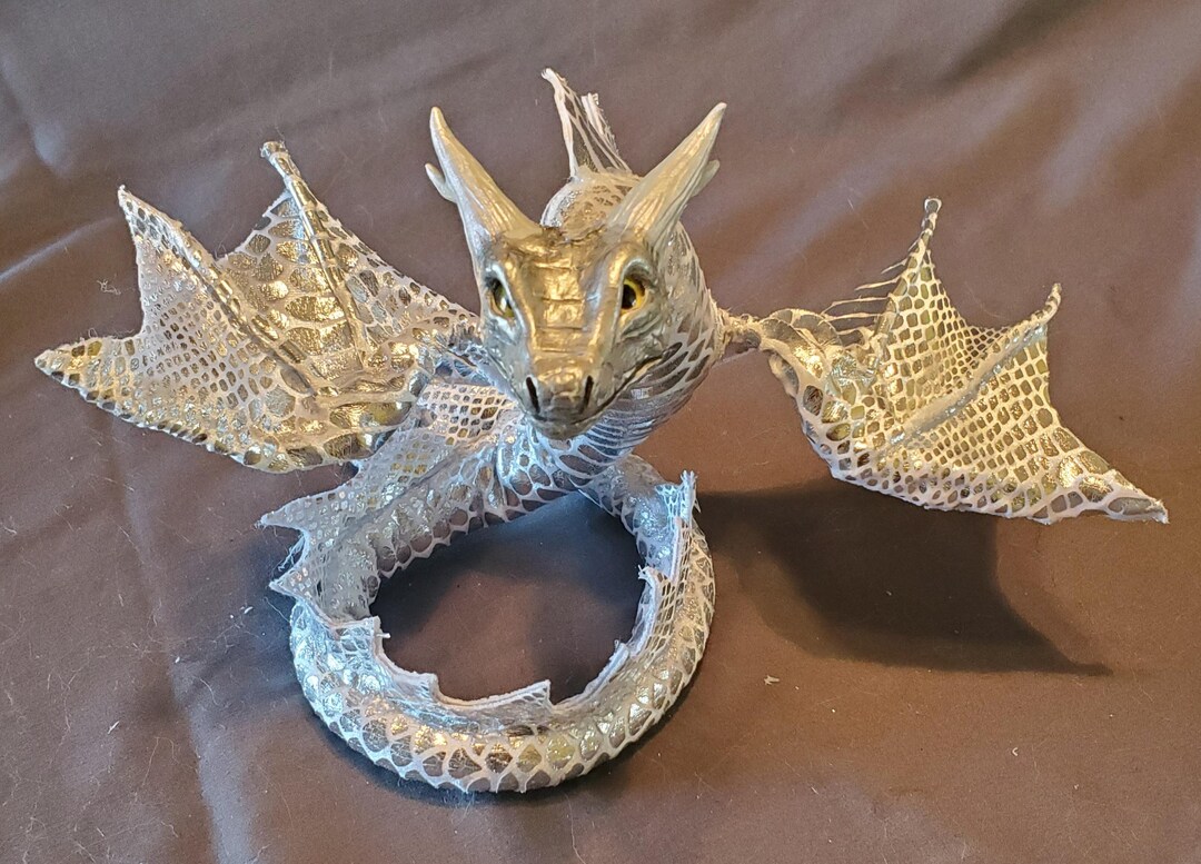 Silver Posable Bendy Dragon | Fantasy Creature | Art Doll | Renaissance ...