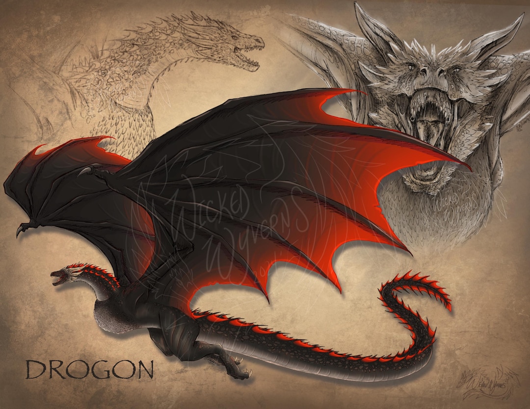 Black Dragon Art Print: Game of Thrones Drogon Fan Art - Etsy