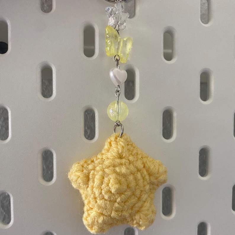 Crochet Star Keychain - Random Beads - Keychains for Bags, Purses ...