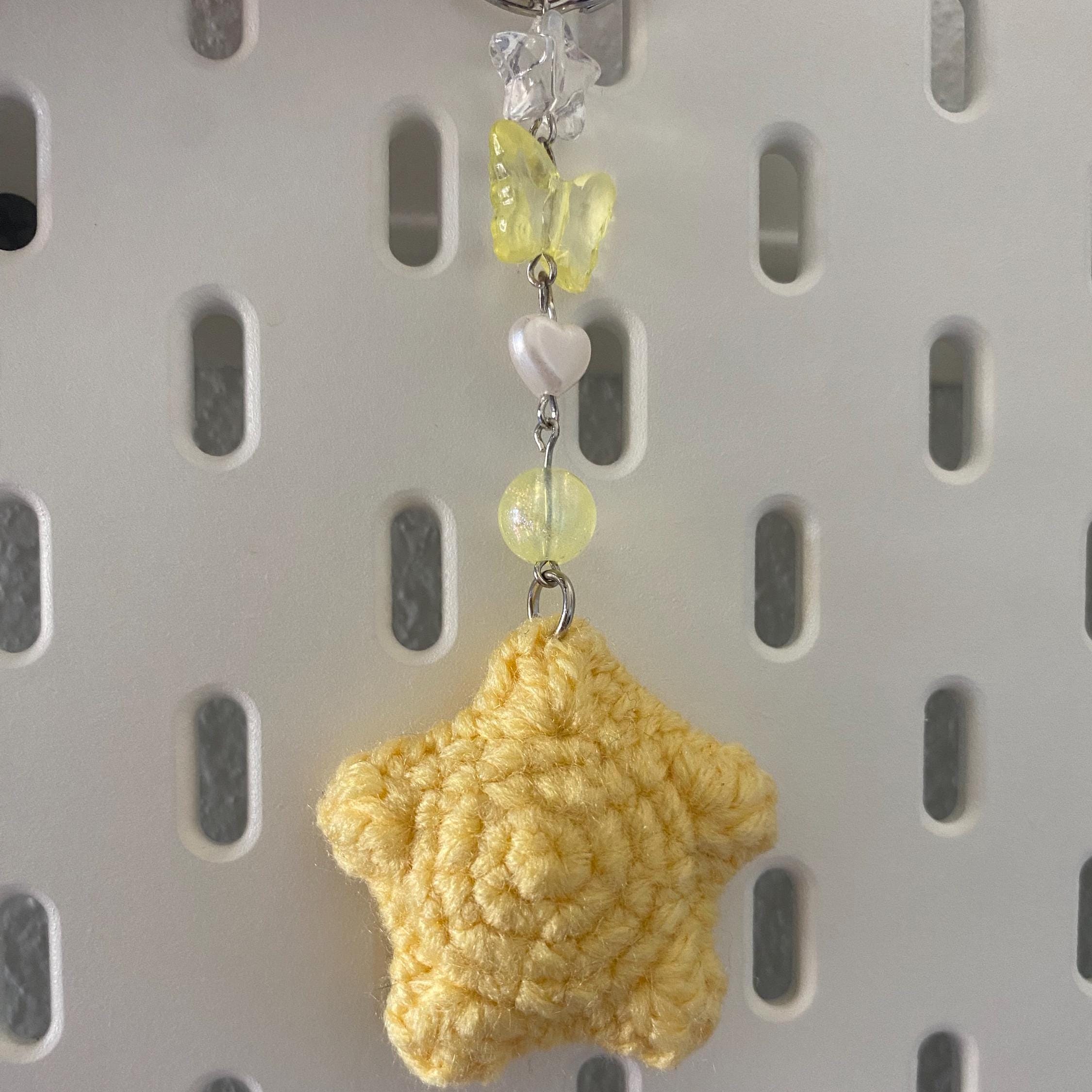 Crochet Star Keychain - Random Beads - Keychains for Bags, Purses ...