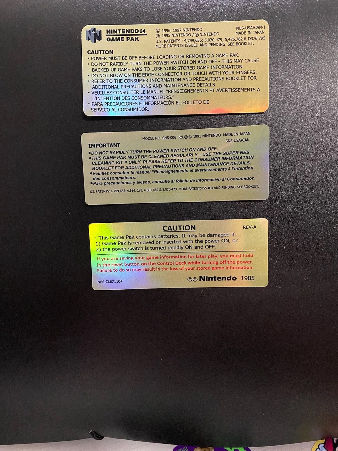 N64 SNES NES Back Holo Gold Replacement Label (pick One) - Etsy