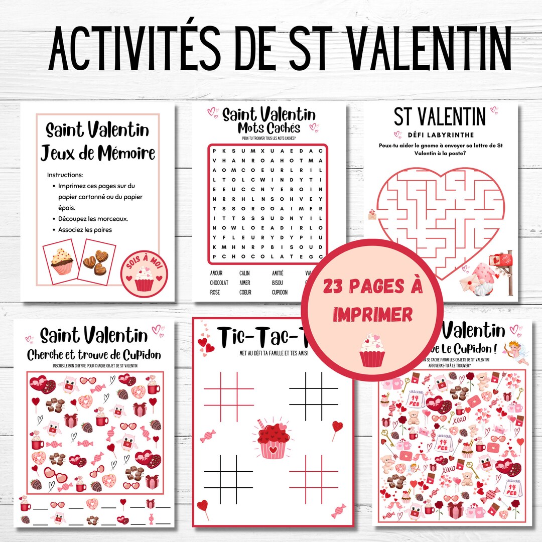Valentine's Day Activities in French to Print, Valentine's Day Games ...