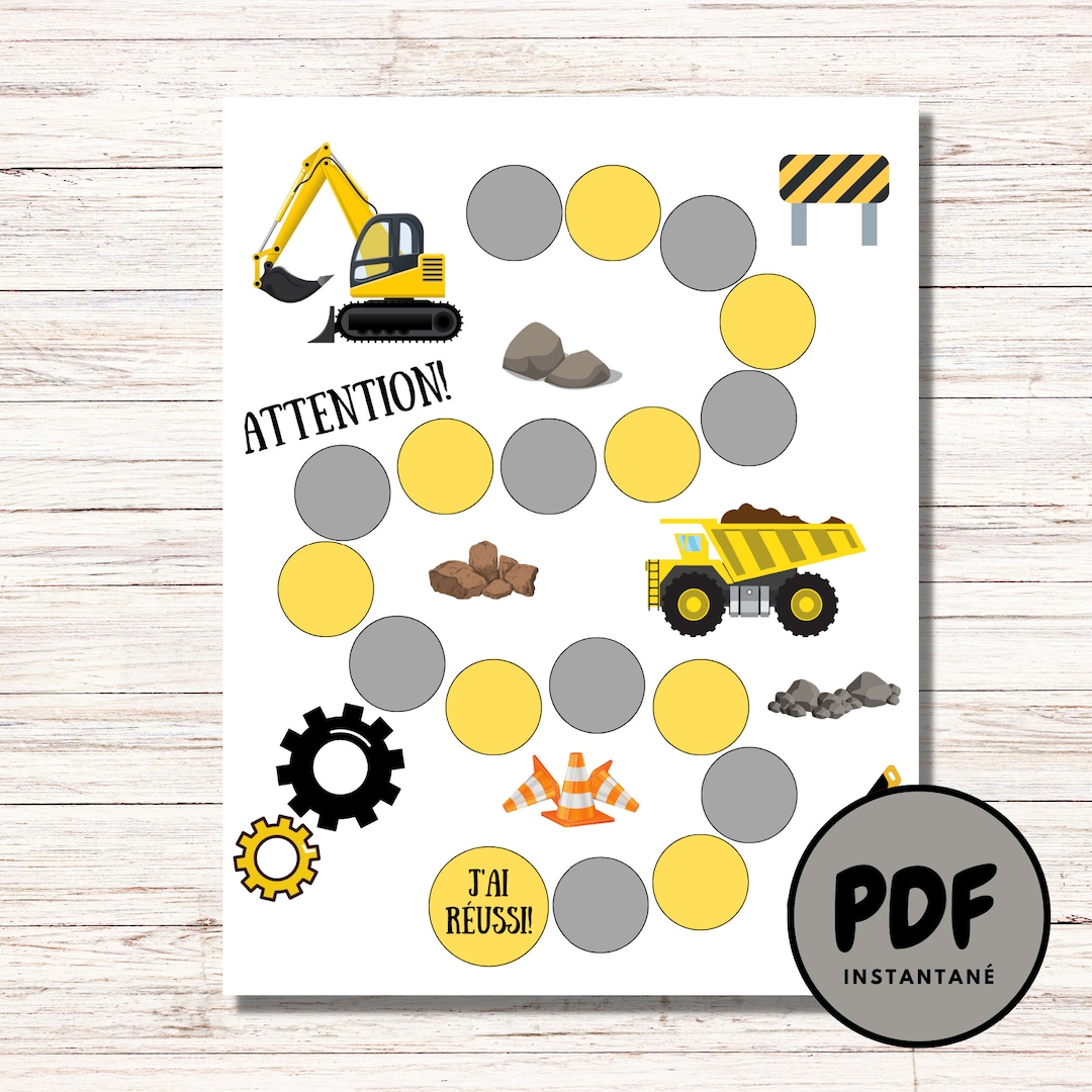 Construction Site Reward Chart, French Reward Chart, Printable Behavior ...