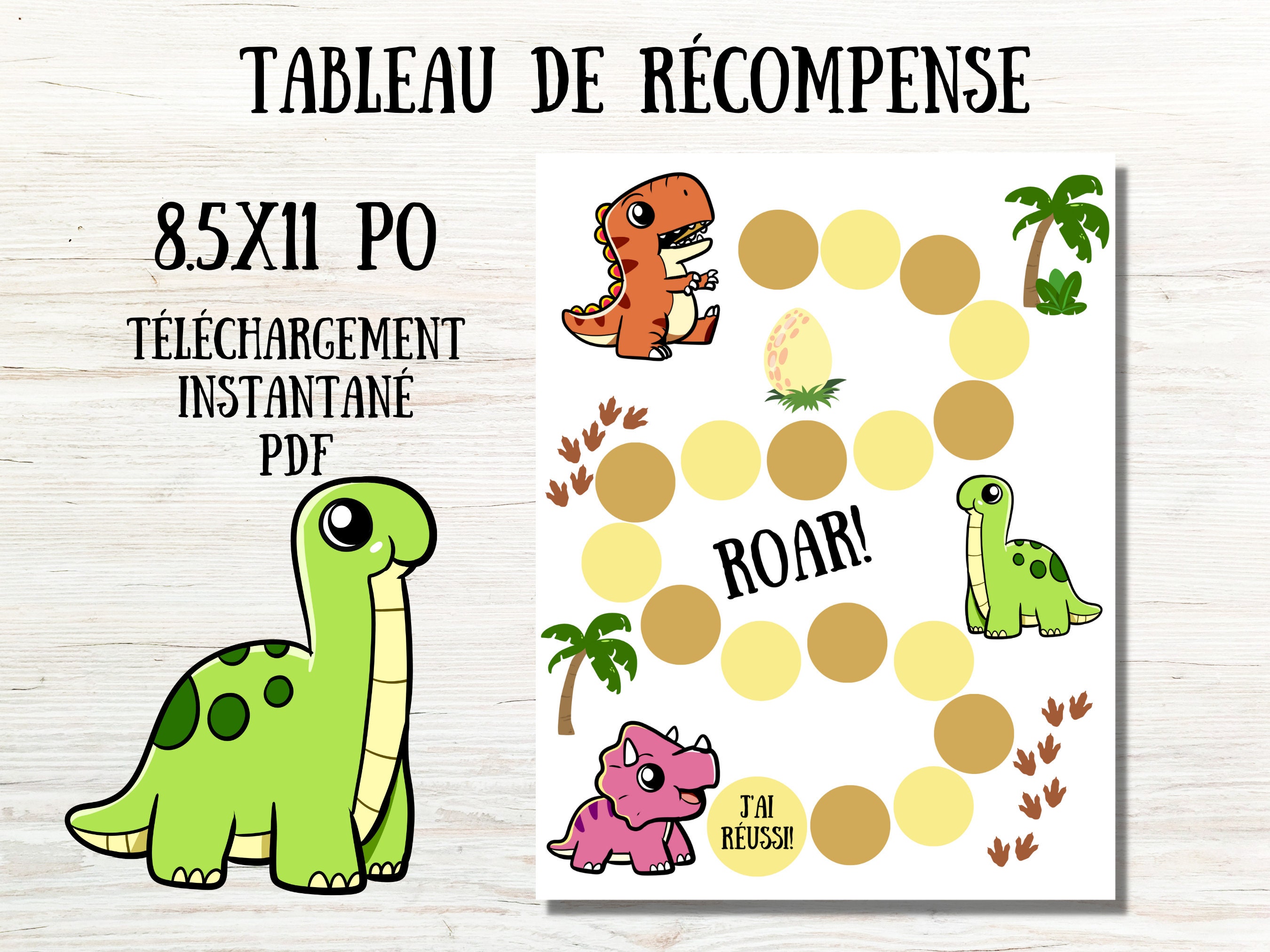 Tableau de récompense dinosaure, Tableau de récompense en Français ...