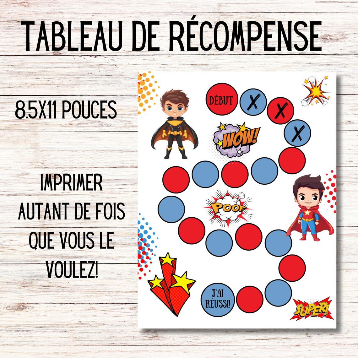 Superhero Reward Chart, French Superhero Learning Chart, Printable ...