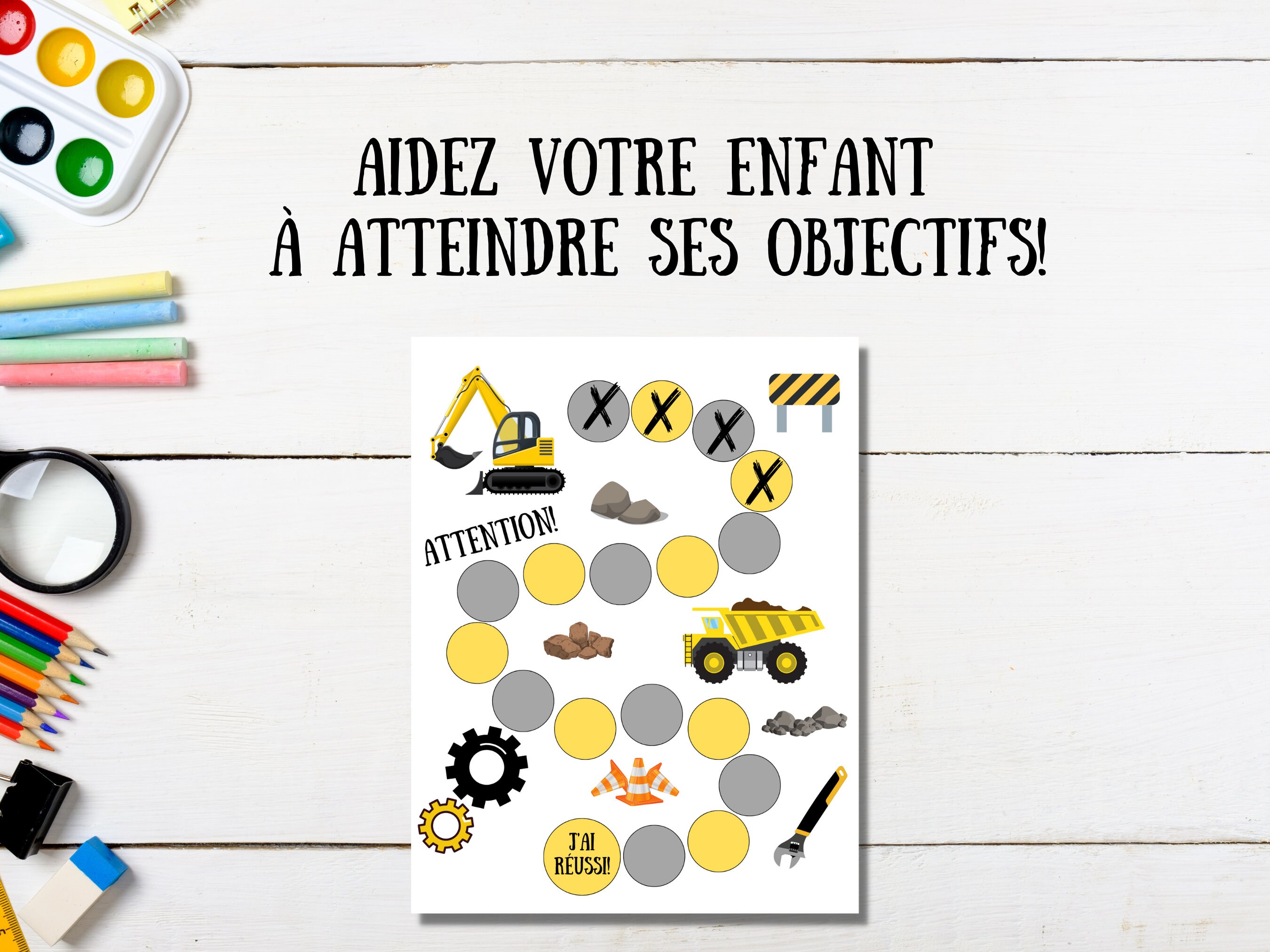 Construction Site Reward Chart, French Reward Chart, Printable Behavior ...