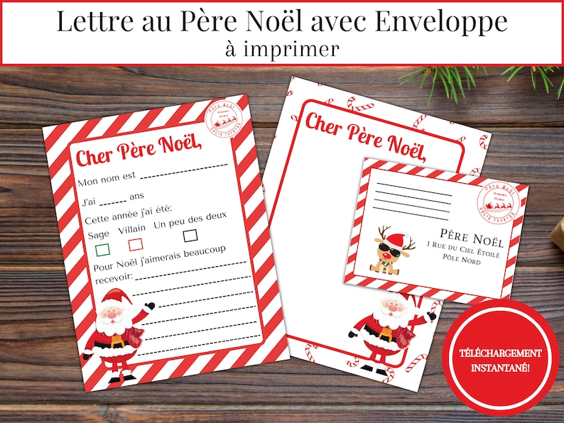 Lettre au Père Noël à imprimer Lettre au Père Noël pour - Etsy France
