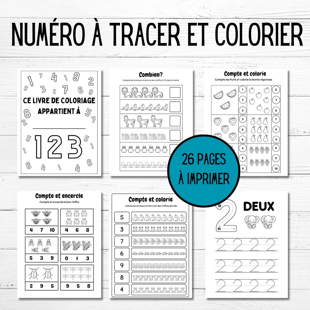 Number to Trace and Color in French, Coloring Pages for Kindergarten ...
