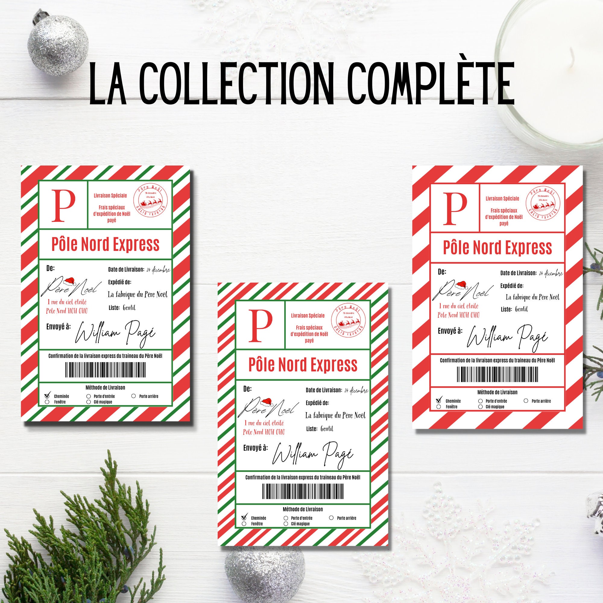 Étiquette d'expédition du Père Noël en Français, Étiquette postale du ...
