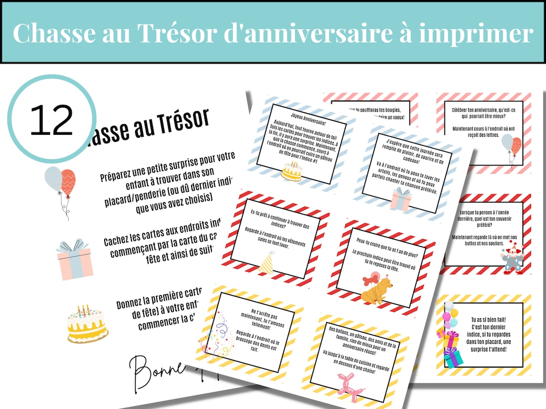 Chasse au Trésor d'anniversaire pour enfants Chasse au - Etsy Canada