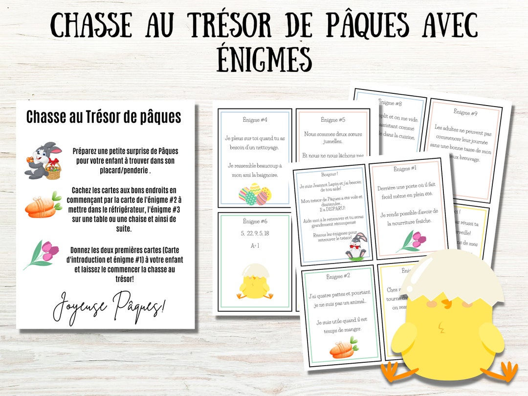 Easter Treasure Hunt in French, Easter Riddles, Easter Treasure Hunt ...