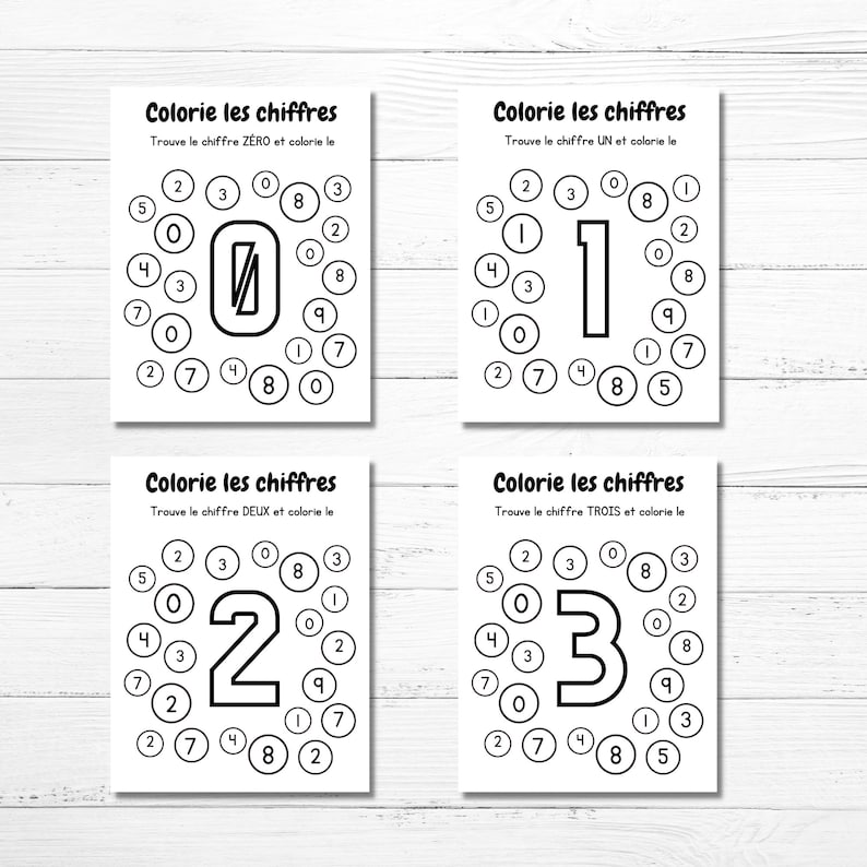 Number to Trace and Color in French, Coloring Pages for Kindergarten ...