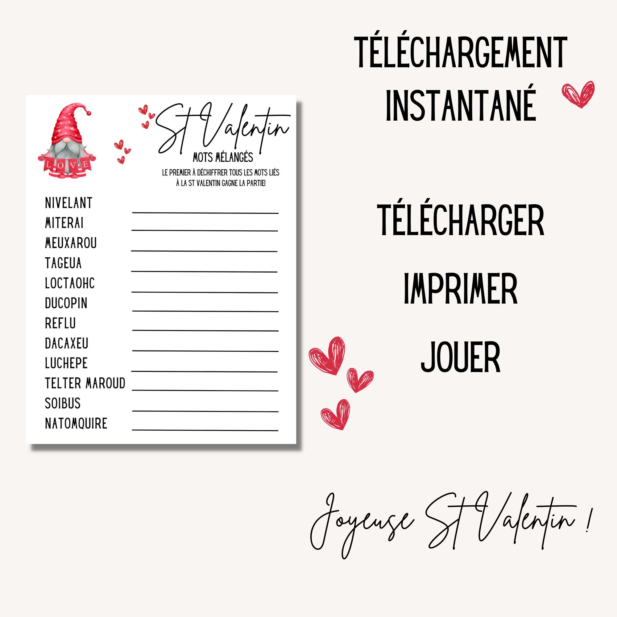 Jeux de Saint Valentin en Français à imprimer, Activité de St valentin ...