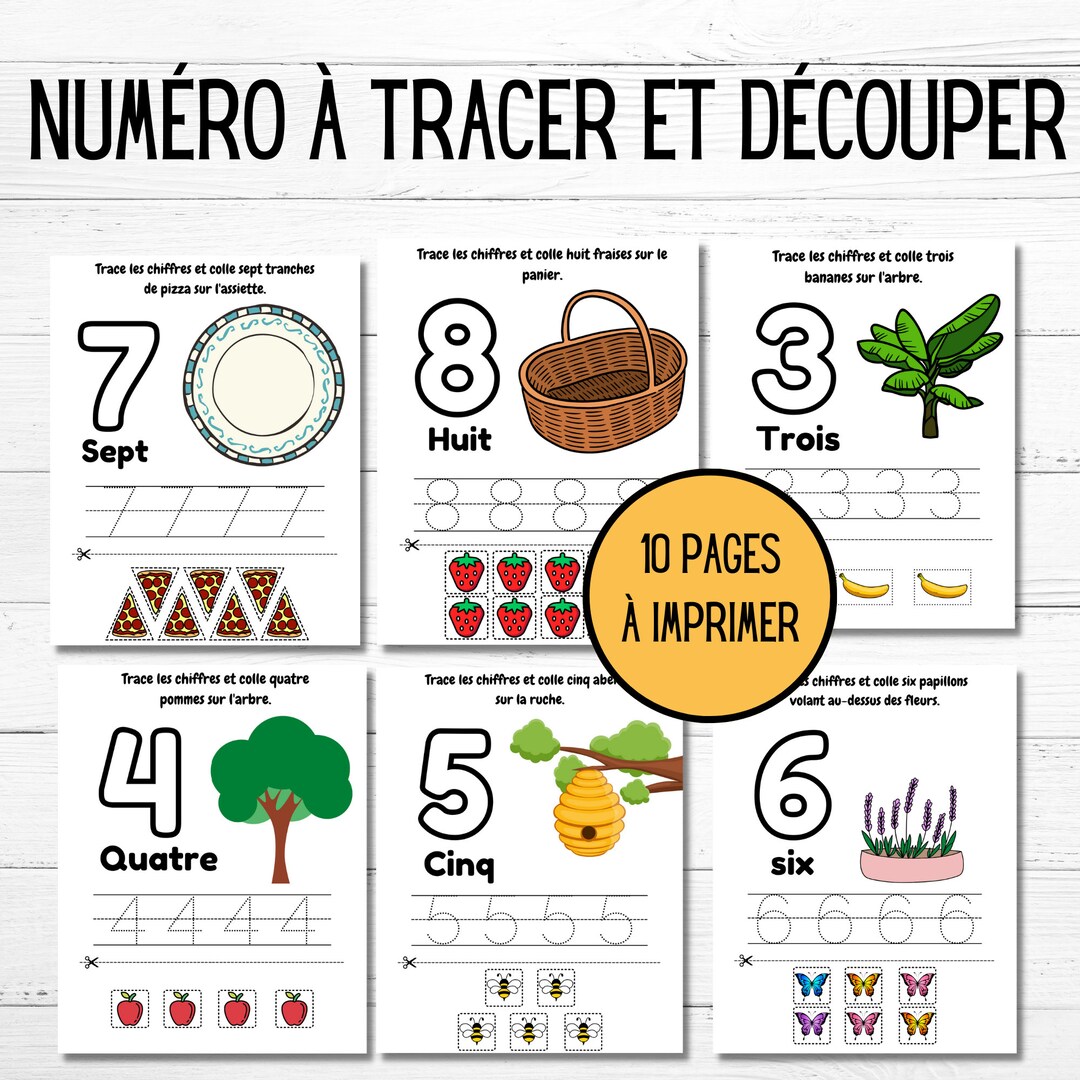 Number to Trace and Cut Out in French, Montessori Materials, Preschool ...