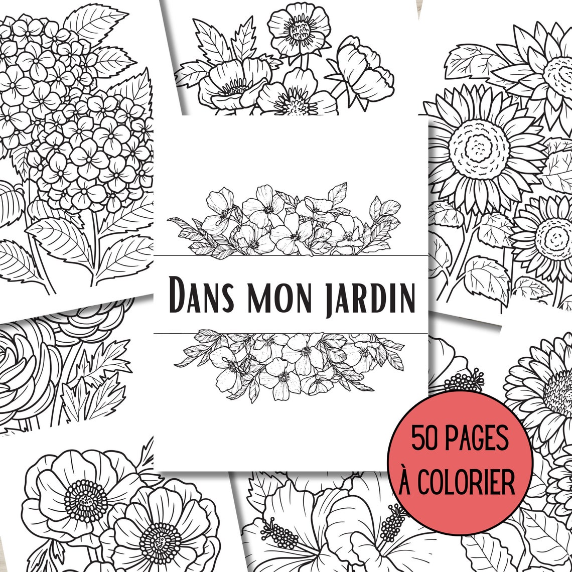 50 Printable Flower Coloring Pages, Printable Flower Coloring Book ...