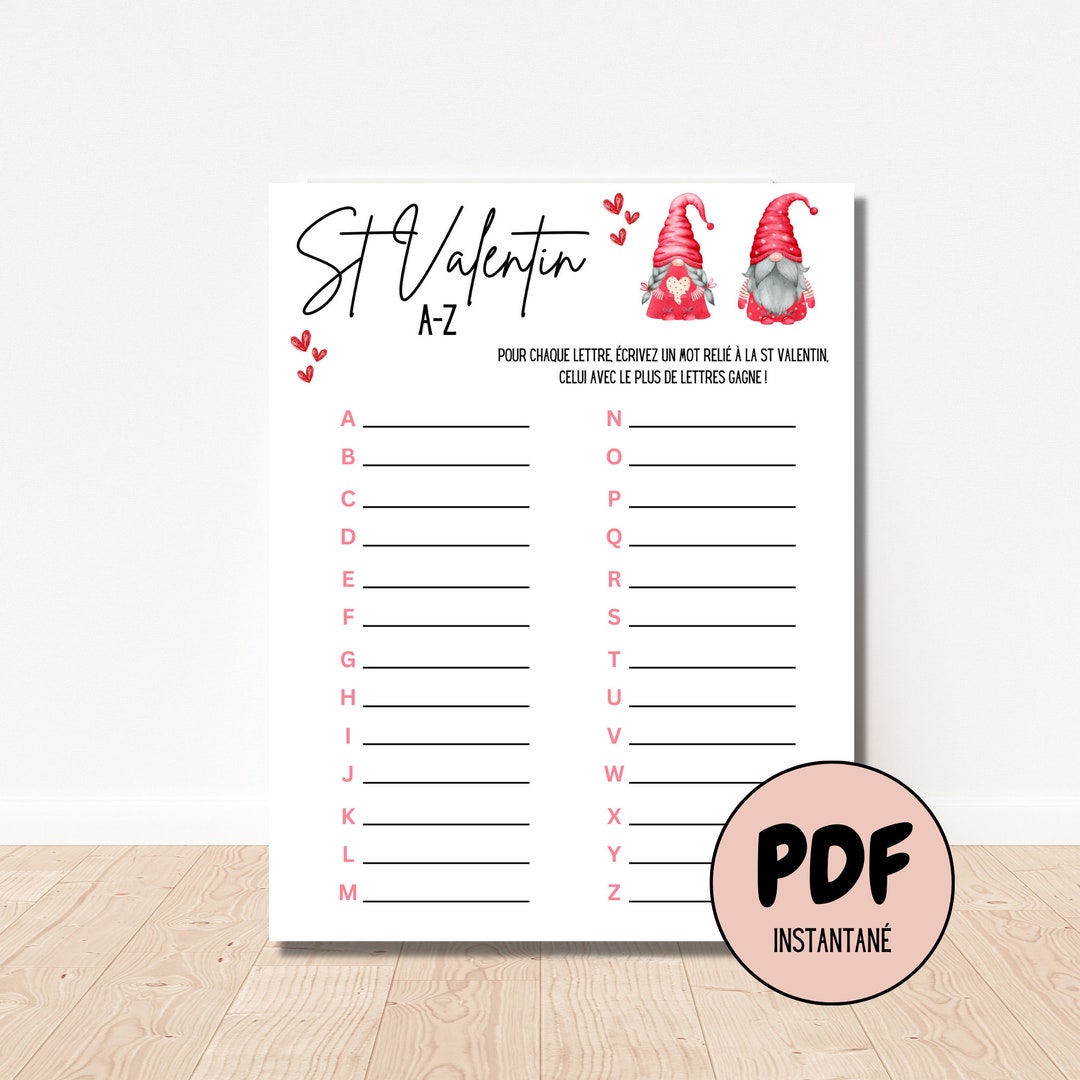 Jeu de St valentin en Français à imprimer, Jeux de A à Z de Saint ...