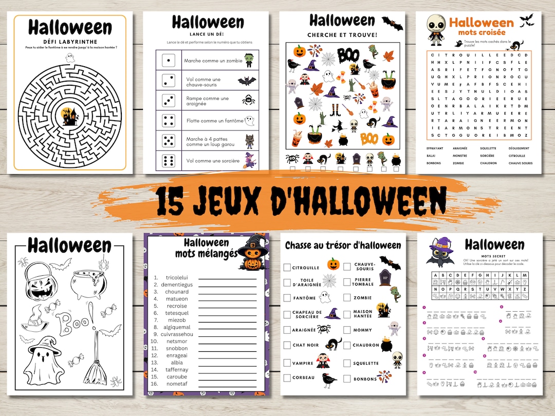 Lot de 15 jeux d'halloween à imprimer pour enfants et adultes en ...