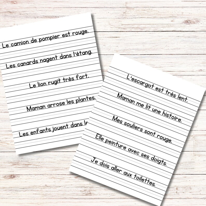 10 Sentence Writing Worksheets, French Sentence Writing Activity ...
