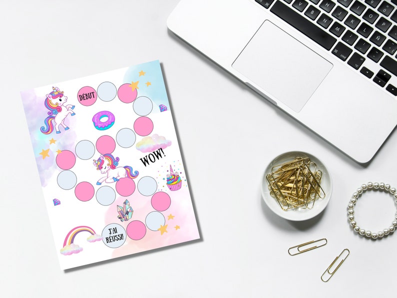 Tableau de récompense licorne, Tableau d'apprentissage en Français ...