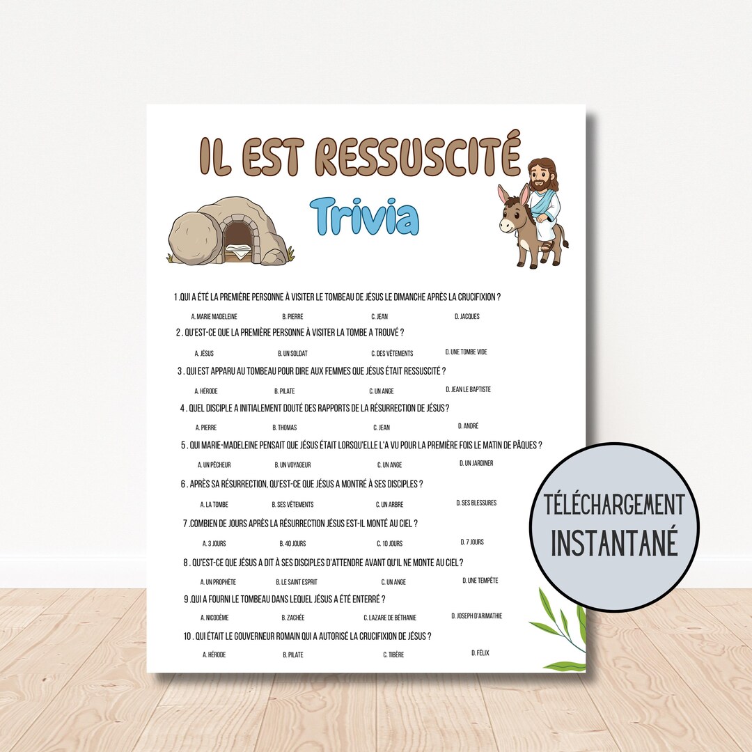 Jesus Resurrection Trivia Quiz PDF | Printable Christian Easter Game ...