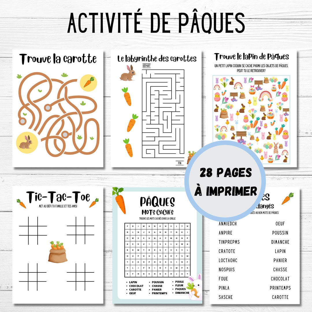 Printable Easter Activities in French, Easter Games for Children ...