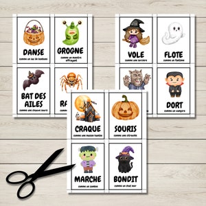 Flashcards de mouvement pour enfants d'halloween, carte d'action d ...