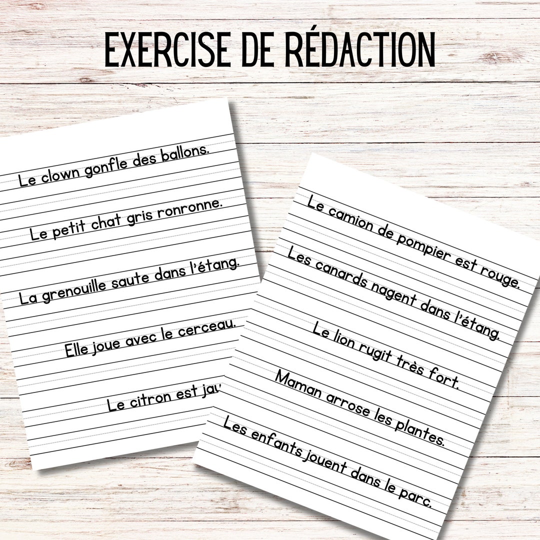 10 Sentence Writing Worksheets, French Sentence Writing Activity ...