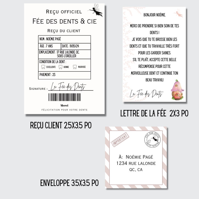 Tooth Fairy Letter in French, Editable Tooth Fairy Receipt With ...