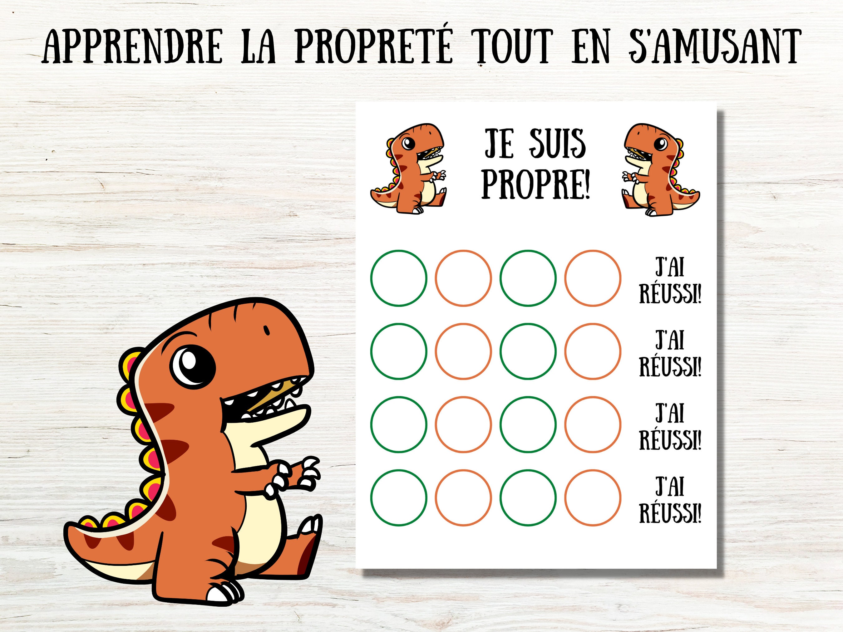 Potty Training for Children, Printable Potty Chart in French, Dinosaur ...