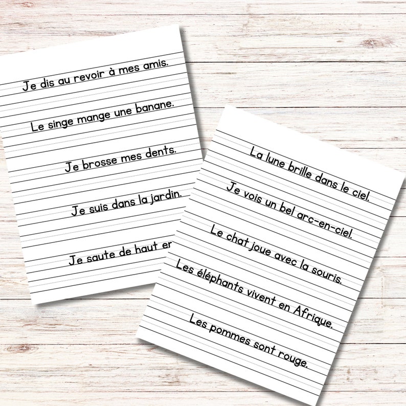 10 Sentence Writing Worksheets, French Sentence Writing Activity ...