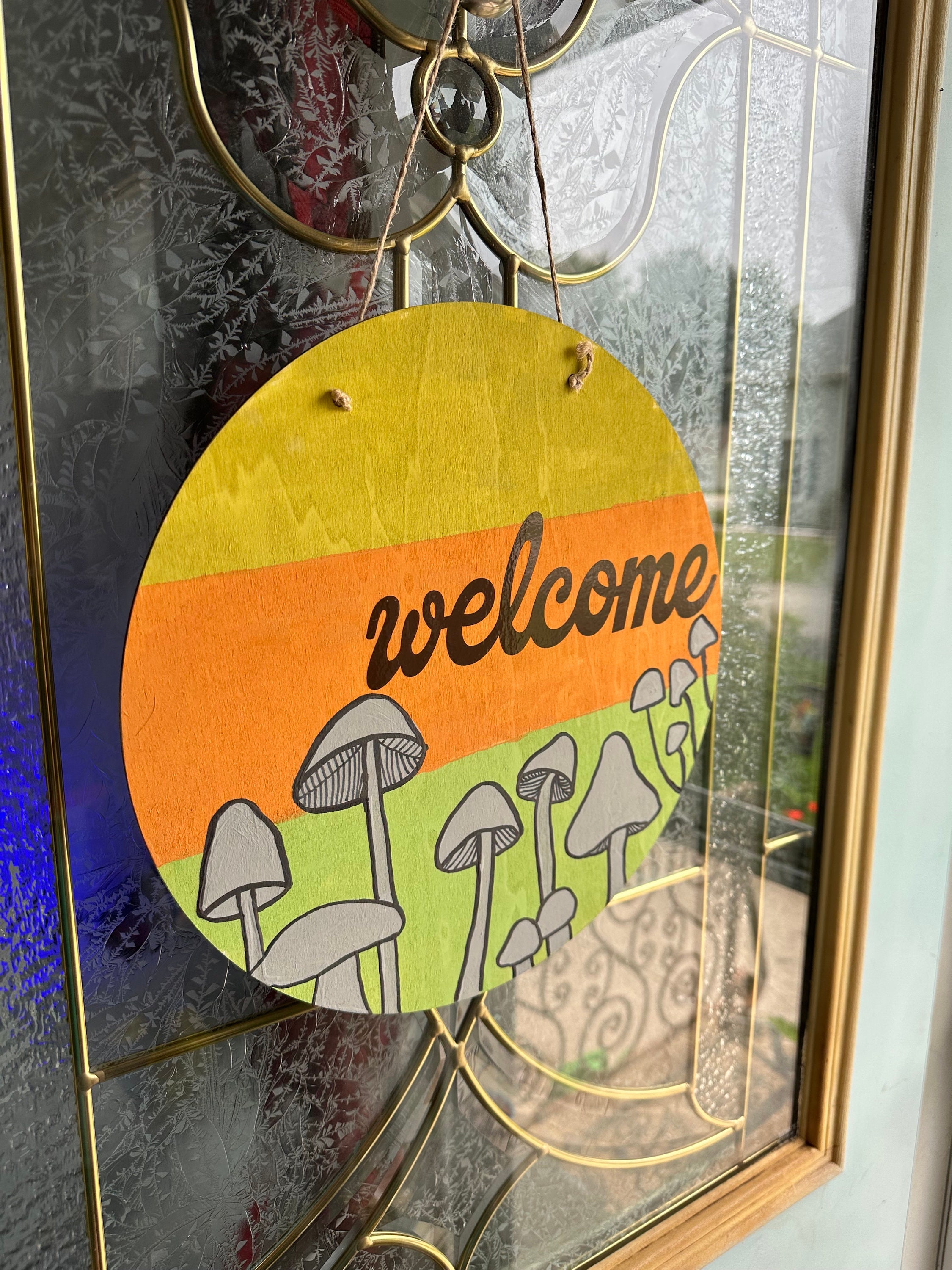 Mushroom Welcome Sign Cottagecore Hand Painted Door Sign Handmade Gift ...