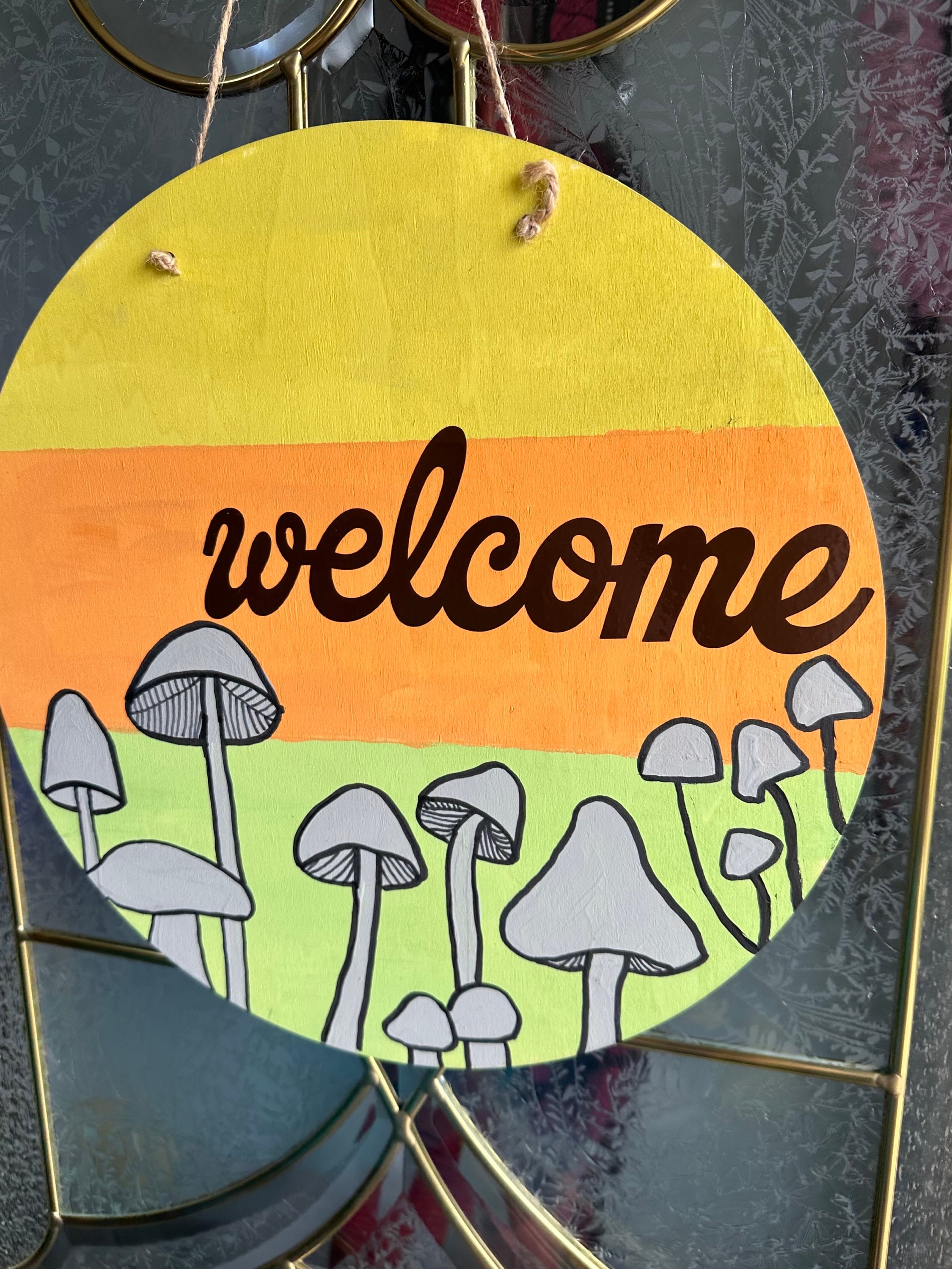 Mushroom Welcome Sign Cottagecore Hand Painted Door Sign Handmade Gift ...